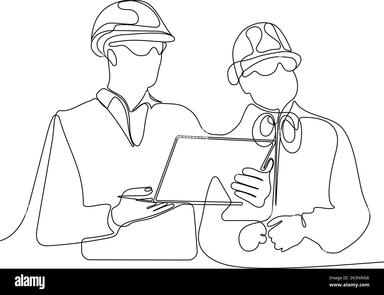 construction manager and engineer working on building site. Vector ...