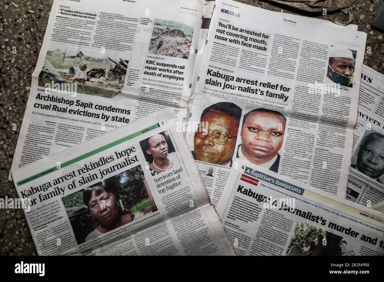Nakuru, Kenya, 27/09/2022, A View of old Kenyan newspapers that covered ...