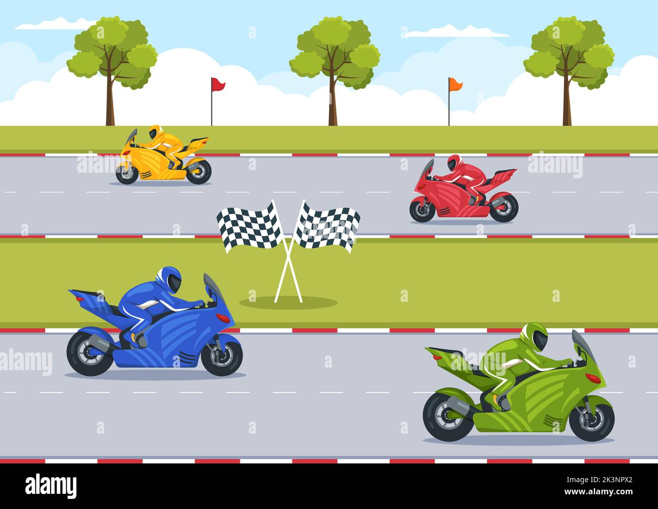 Racing Motosport Speed Bike Template Hand Drawn Cartoon Flat ...