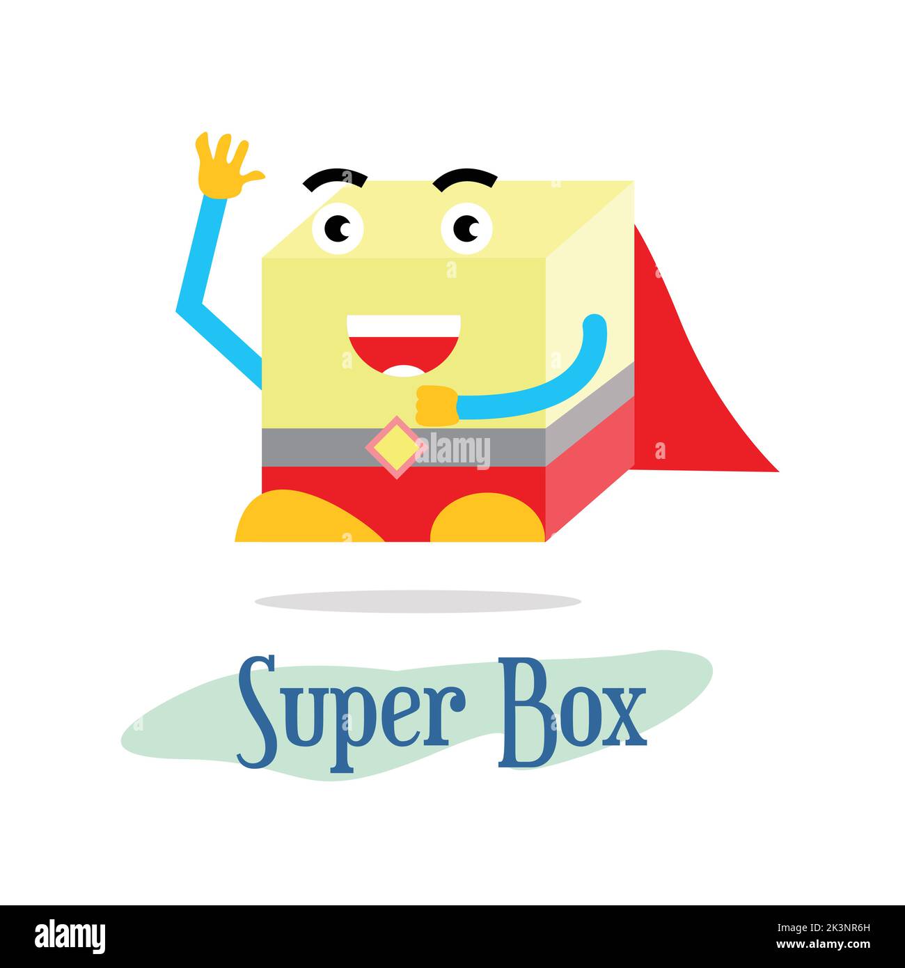 A cheerful character of cute box hero mascot on white background Stock ...