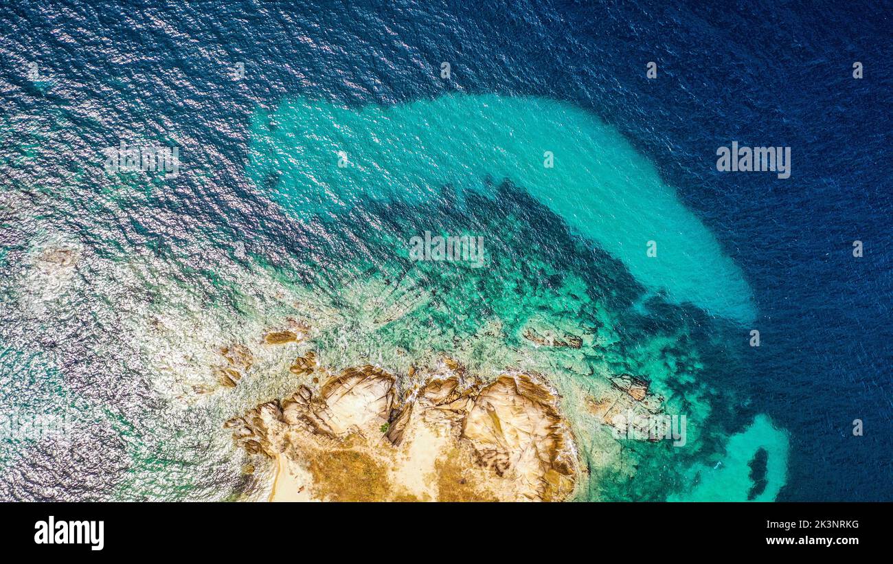 An aerial view of the Destenika beach in Greece, Halkidiki Stock Photo ...