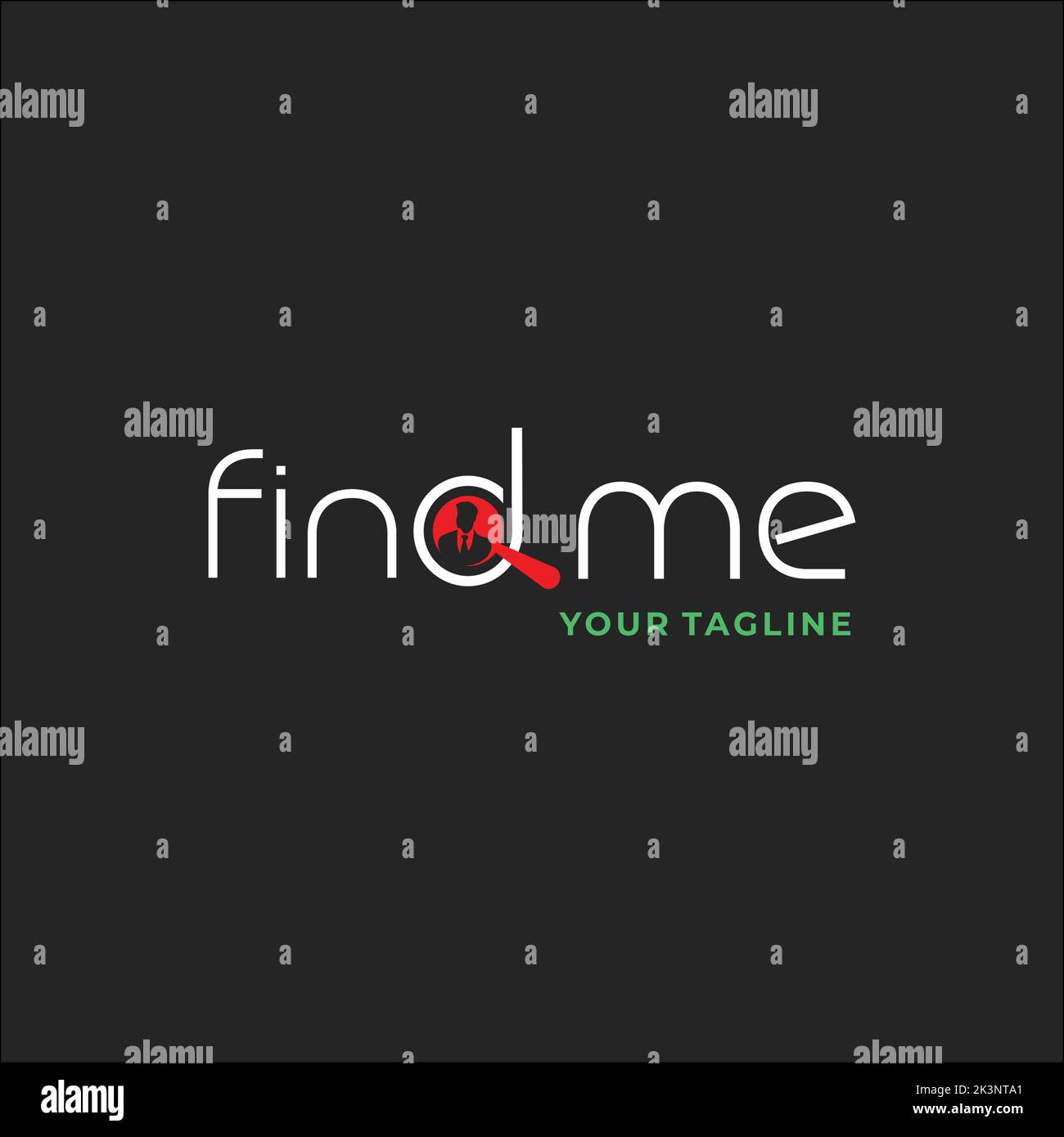 An editable simple job search logo with a tagline on a black background ...