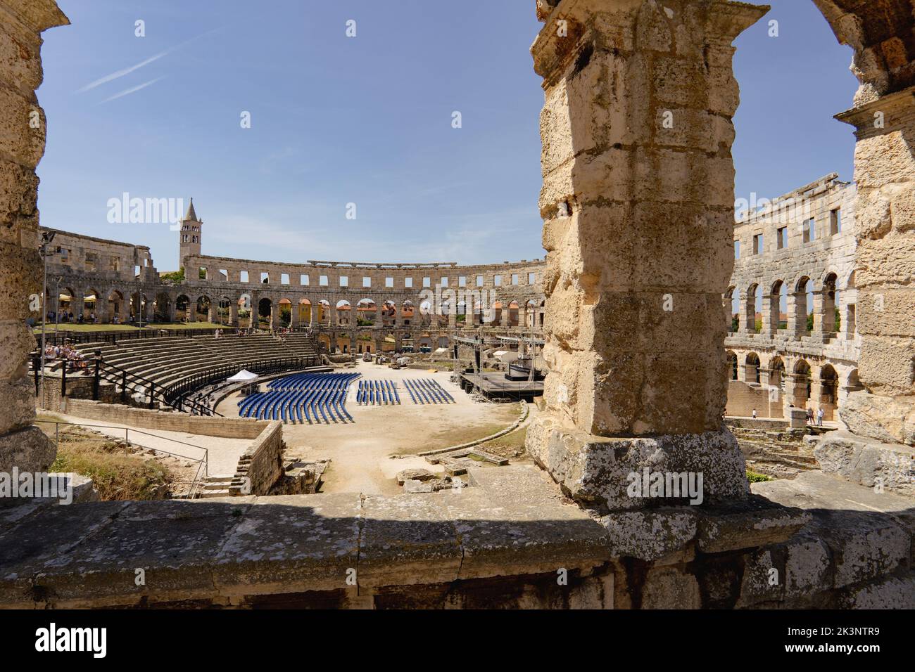 A beautiful view of a roman amphitheater of Pula Croatia Stock Photo ...