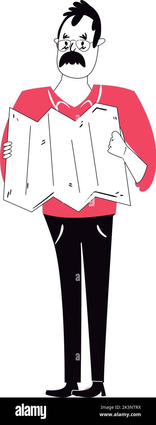 flat man with a map Stock Vector Image & Art - Alamy