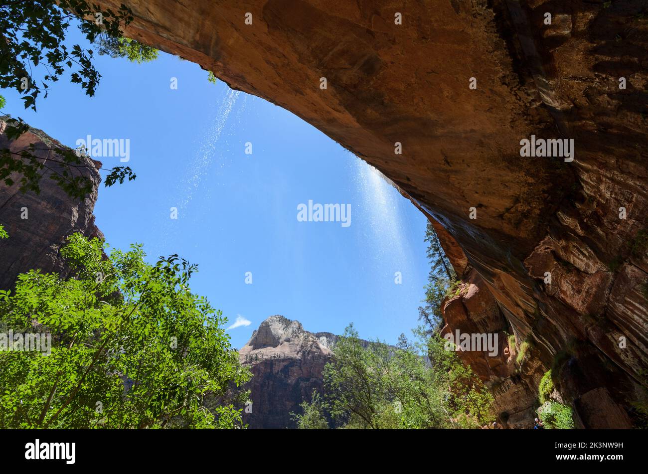 Behind the falls at Lower Emerald Pool in Zion National Park, Utah, USA Stock Photo - Alamy