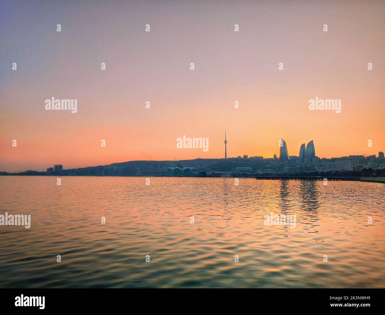The skyline of Baku at sunset, Azerbaijan Stock Photo - Alamy
