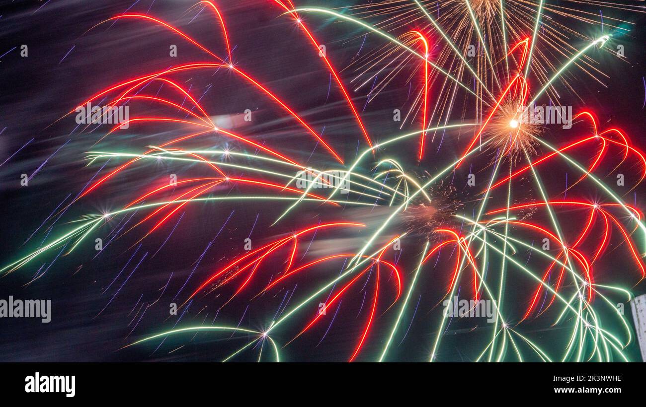The beautiful colorful firework in the night sky Stock Photo - Alamy