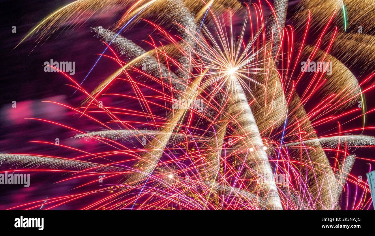 The beautiful colorful firework in the night sky Stock Photo - Alamy