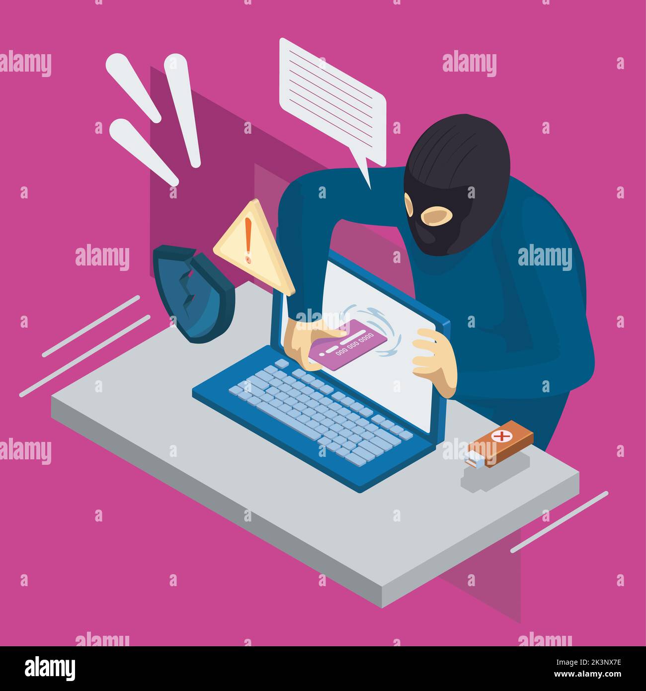 isometric cyber fraud card Stock Vector Image & Art - Alamy