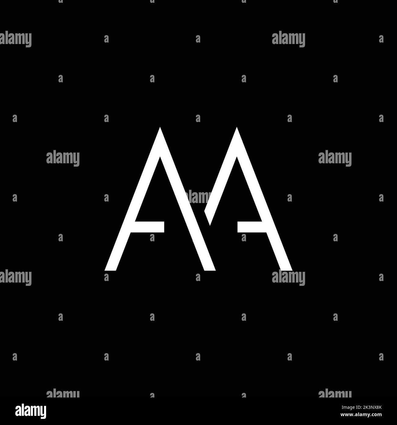 A digital illustration of a simple modern AA business logo design on a ...
