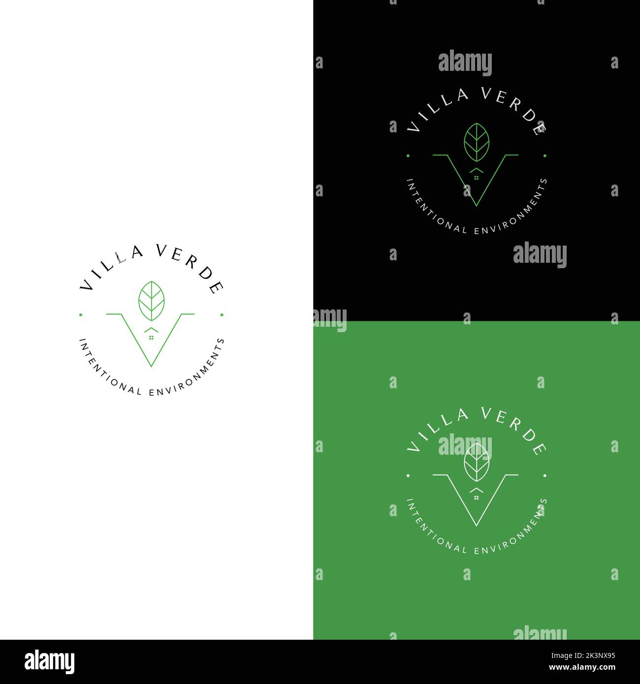 A digital illustration set of an environmental company logo design with ...