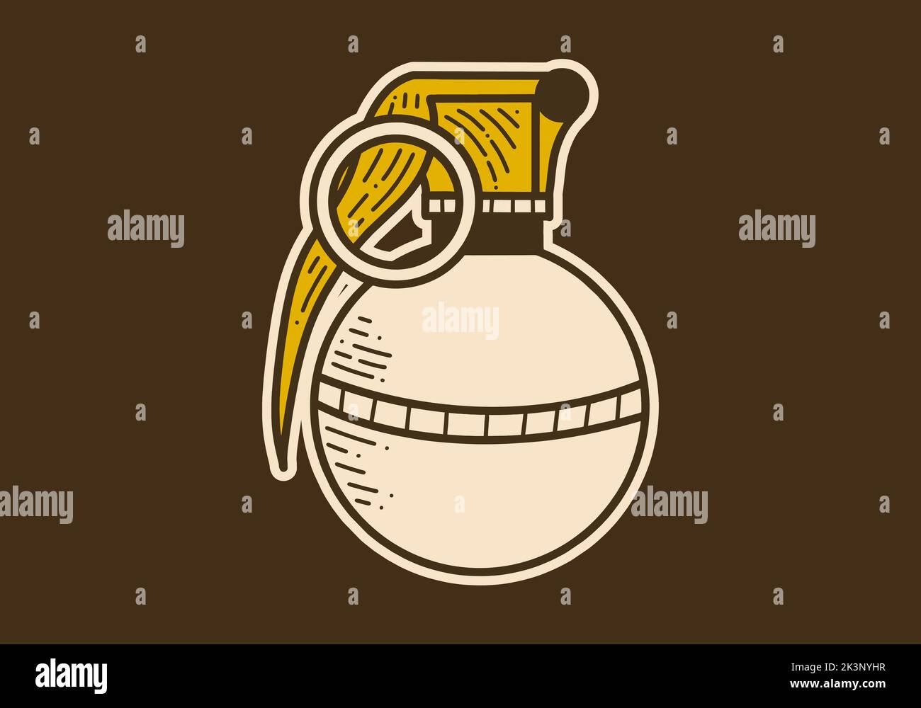round grenade vintage retro art illustration design Stock Vector Image ...