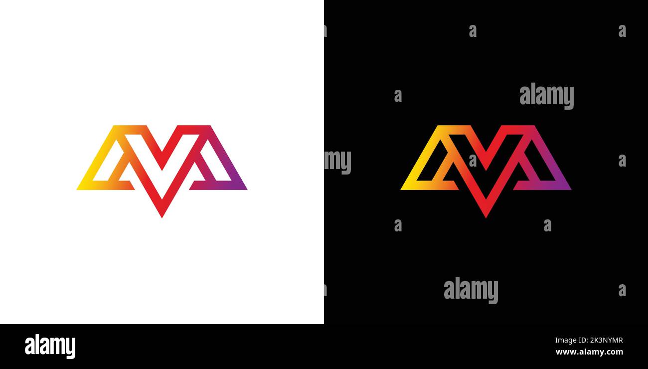 A vector illustration of Modern and elegant MV initials logo design ...