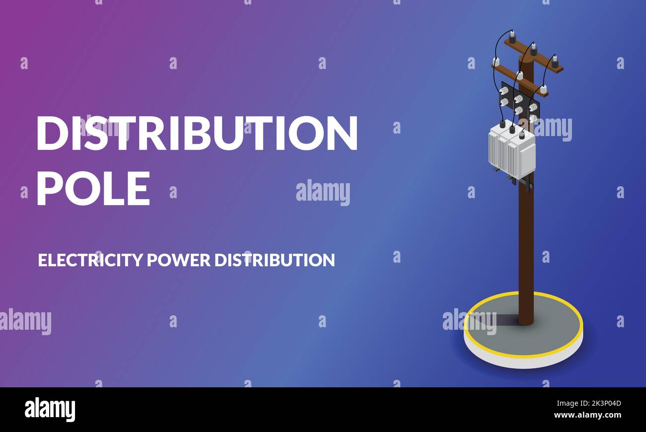 An illustration of a Electricity power distribution pole design on a ...