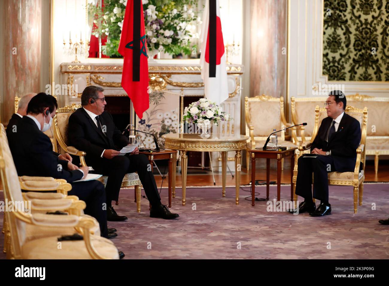 Tokyo, Japan. 28th Sep, 2022. (L to R) Prime Minister of Morocco Aziz ...