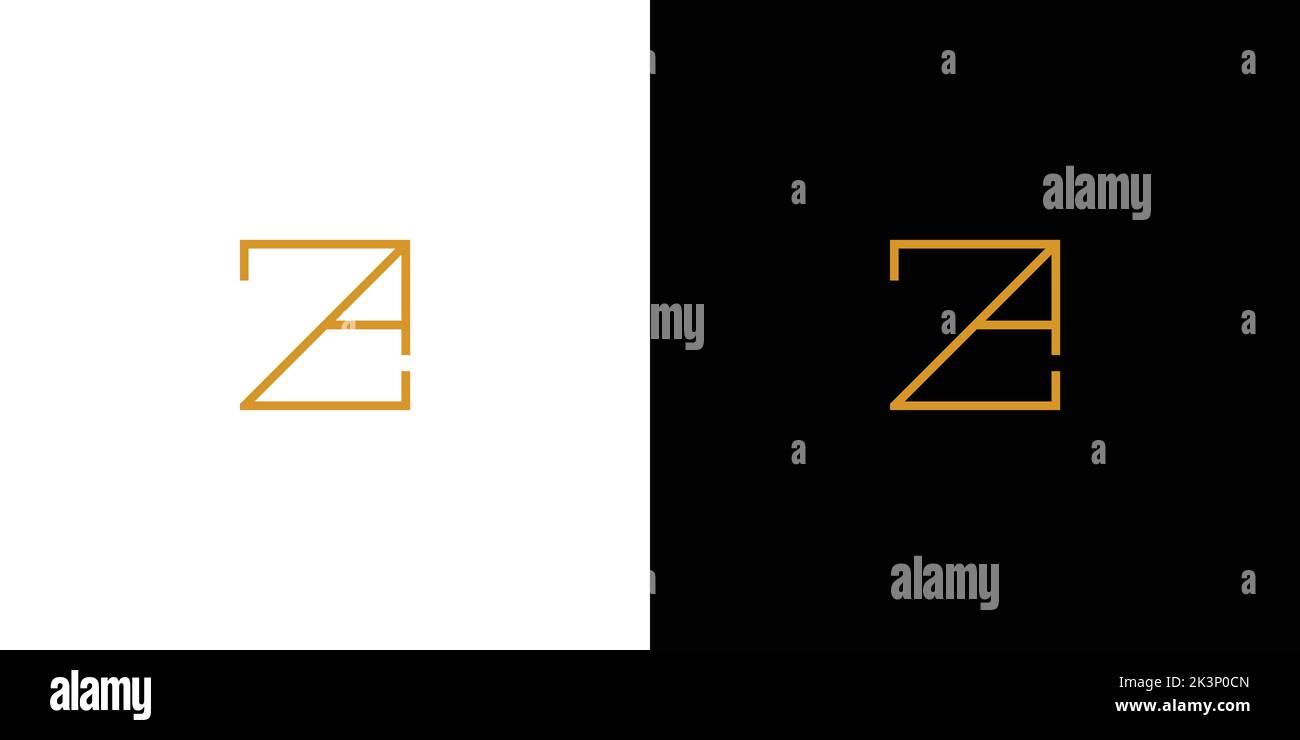 A Simple and modern letter ZA initials logo design, white and black ...