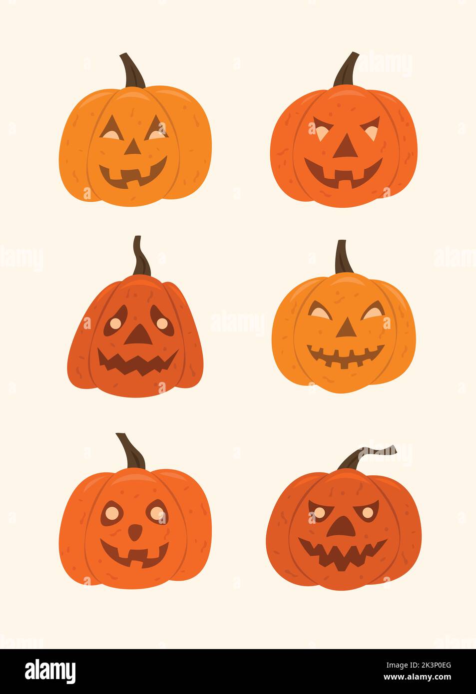 Jack O Lantern Pumpkins Halloween Concept Illustration Set Stock Vector ...