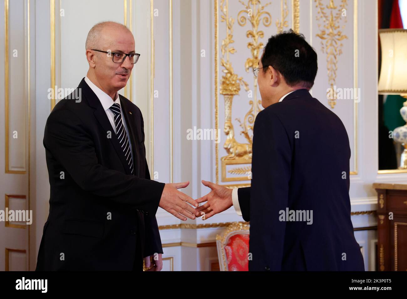 Tokyo, Japan. 28th Sep, 2022. (L to R) Rami Hamdallah former Prime ...
