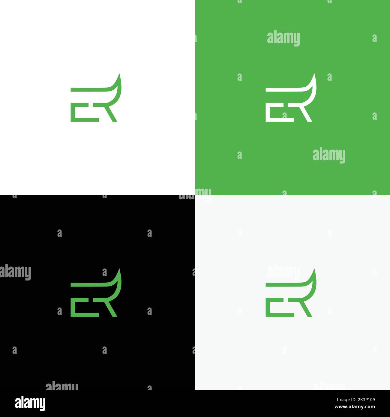 A Logo with modern and sophisticated ER letter initials with diffrent ...