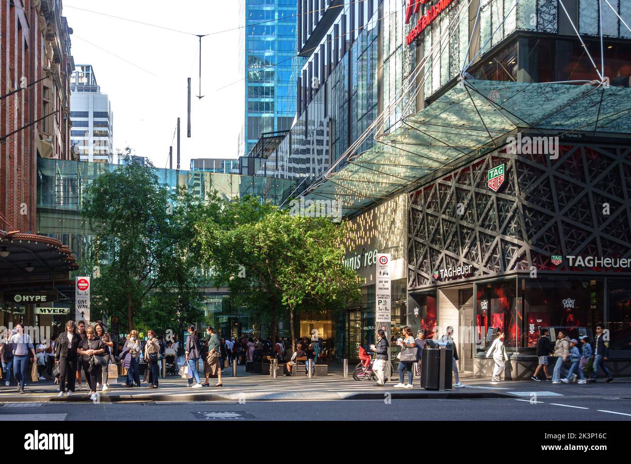 Pedestrians walking along the Pitt Street Mall in the Sydney Central ...