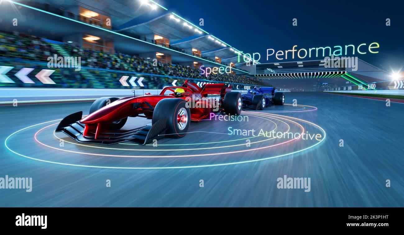 3D rendering High speed Smart Automotive and Top performance driving ...