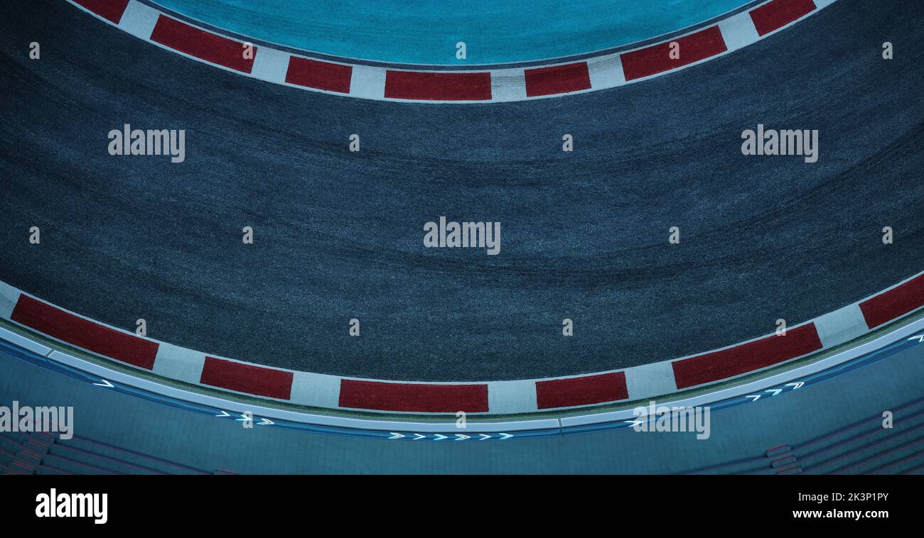 Top view empty curve racetrack. 3d rendering Stock Photo - Alamy