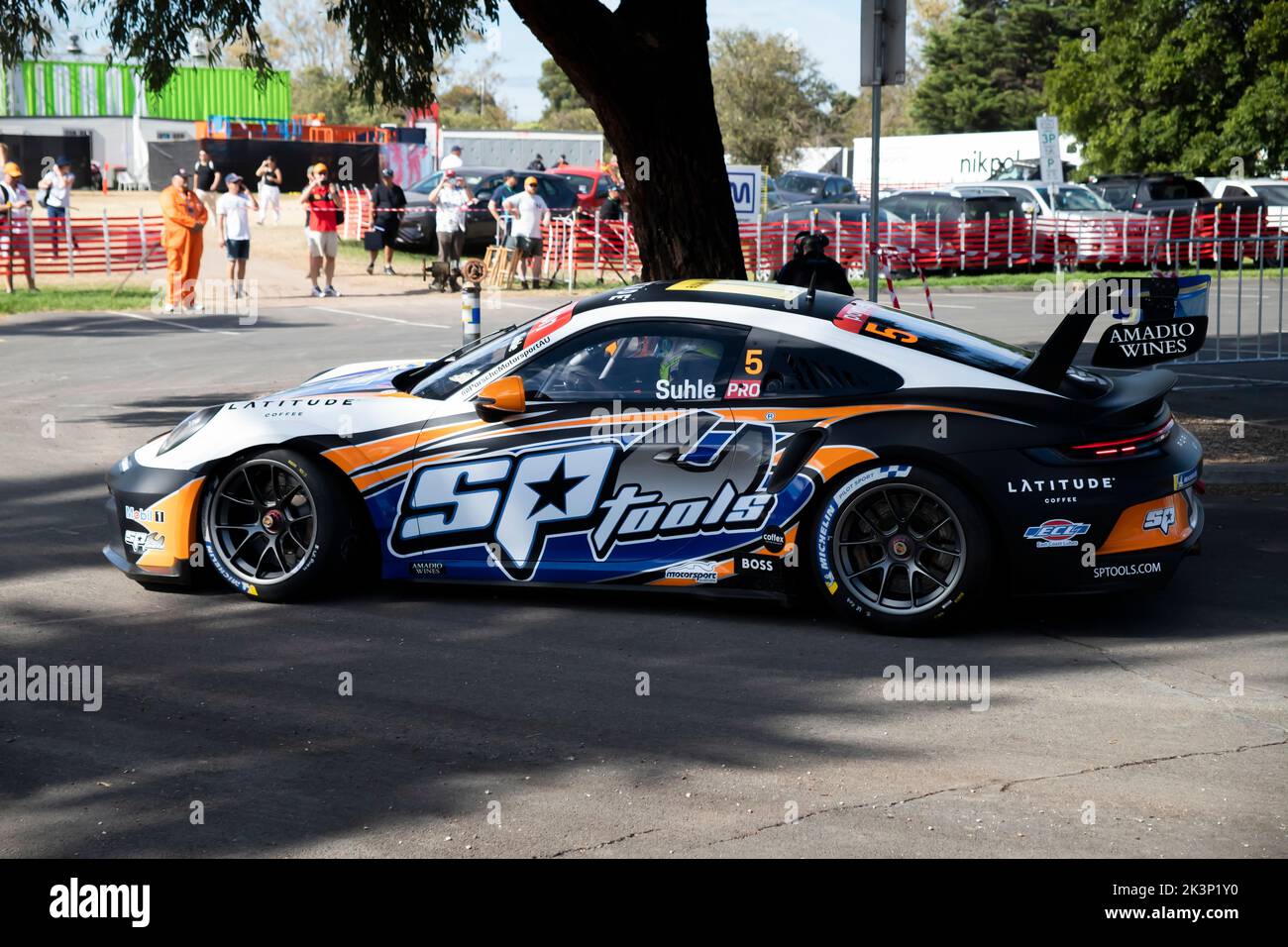 The Porsche Carreras getting ready for the cup at Albert Park, during ...