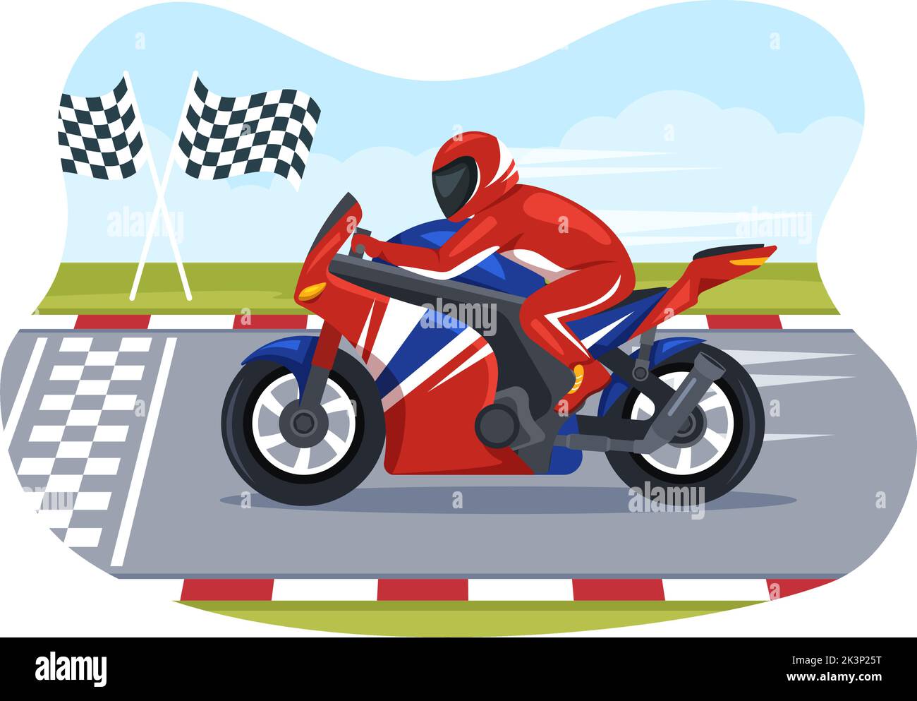 Racing Motosport Speed Bike Template Hand Drawn Cartoon Flat ...