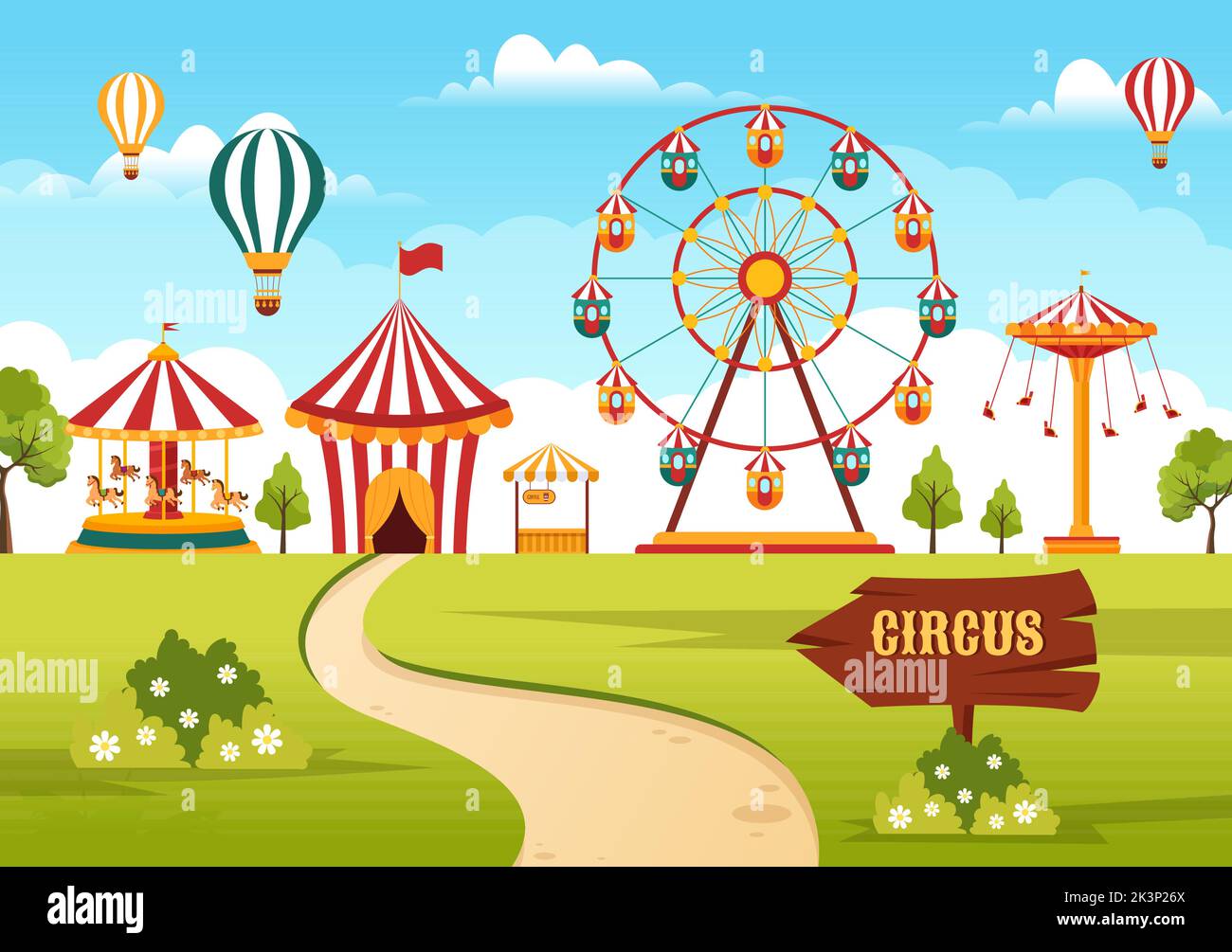 Circus Template Hand Drawn Cartoon Flat Illustration with Show of ...