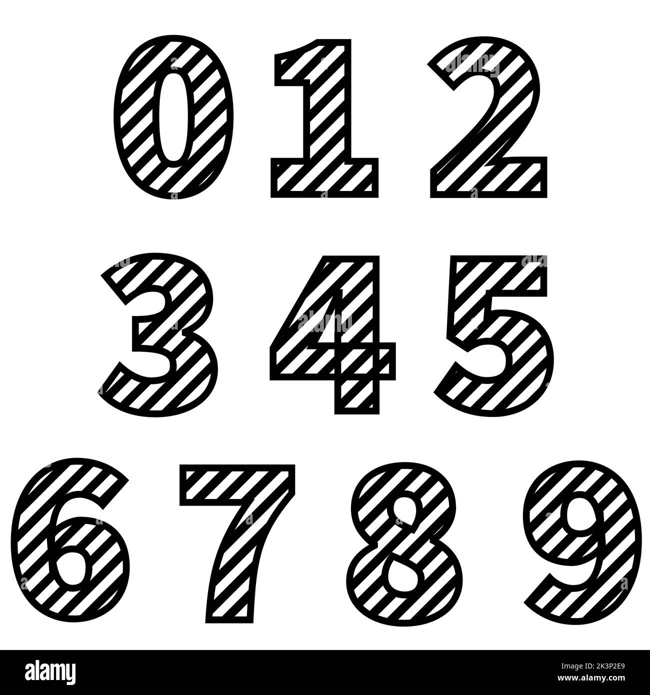 Diagonals stripe lines numbers icon. Black numbers with gradient ...