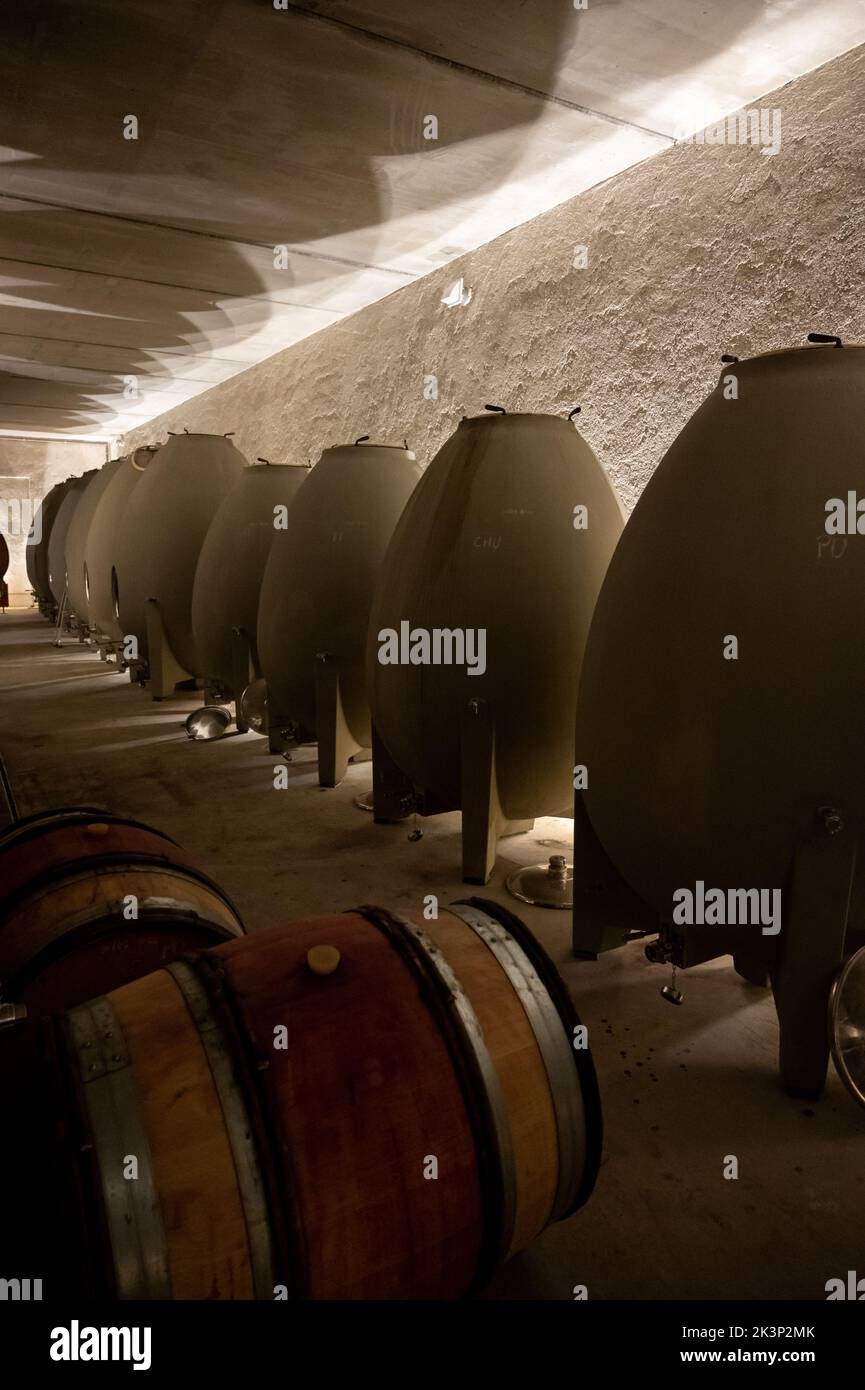 Stages of wine production from fermentation to bottling, visit to wine ...