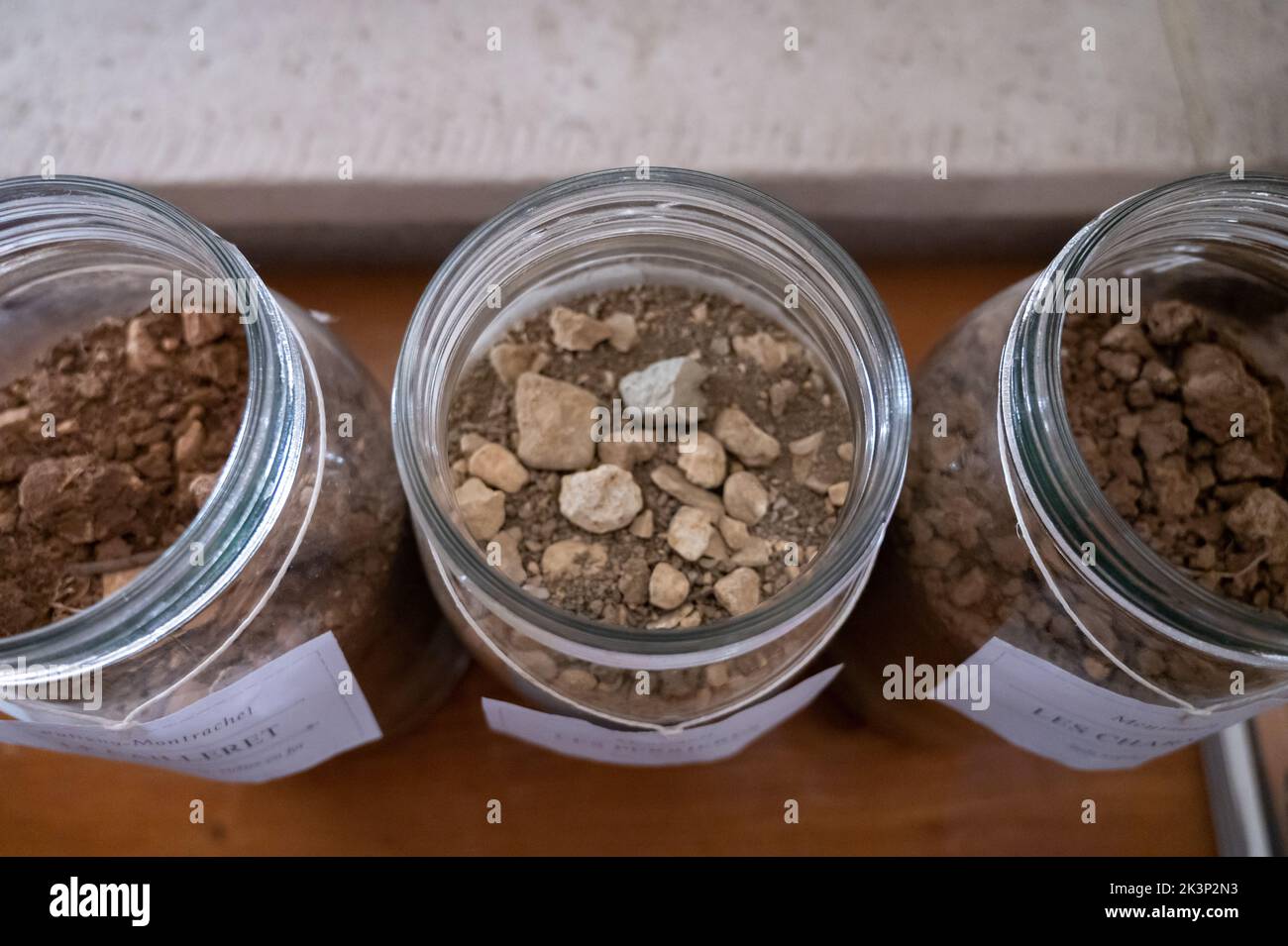 Different samples of soils of Climat of origin areas, grand cru wine ...