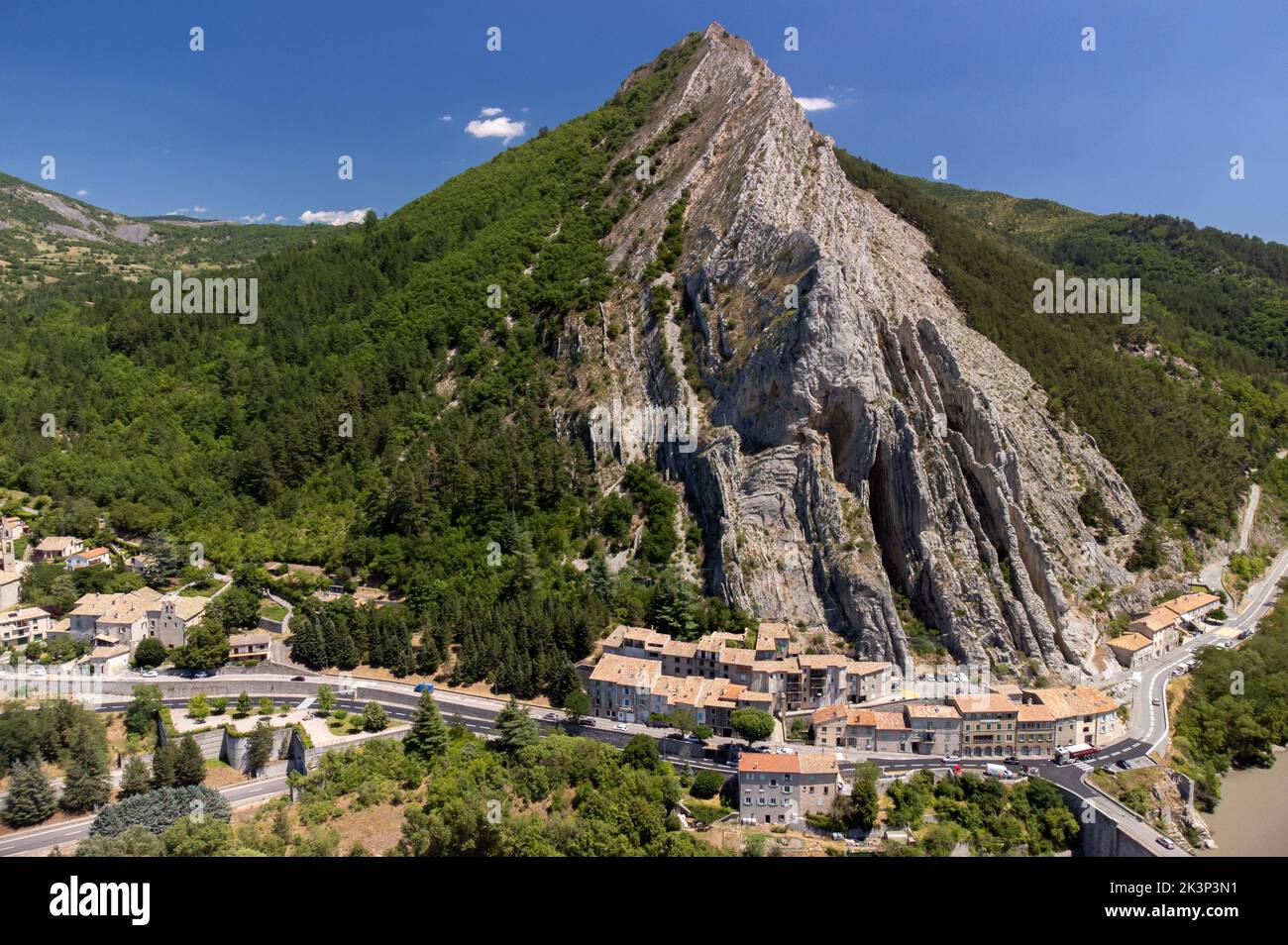 View on historical city Sisteron with river Durance, gates to Provence ...