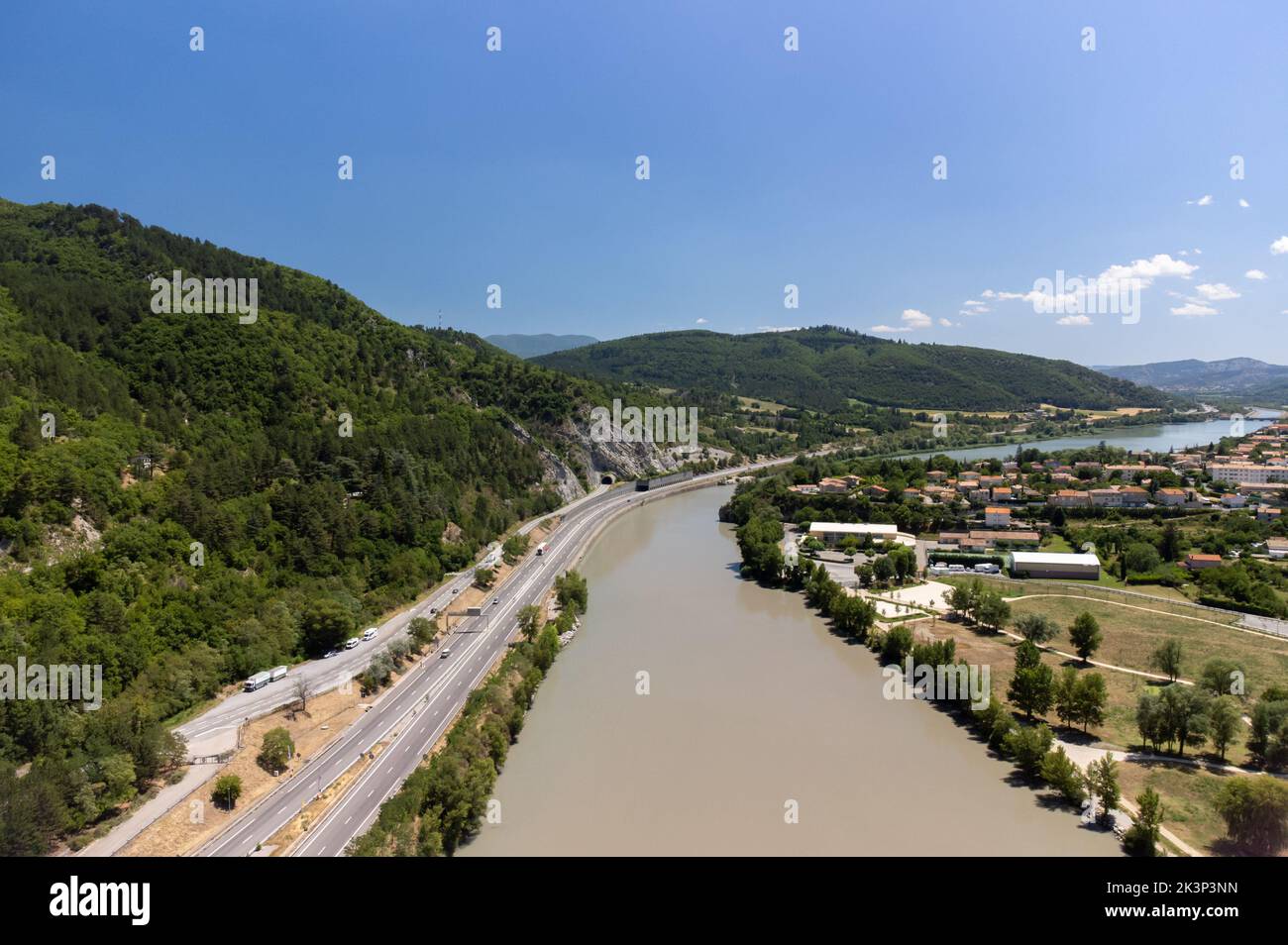 View on historical city Sisteron with river Durance, gates to Provence ...