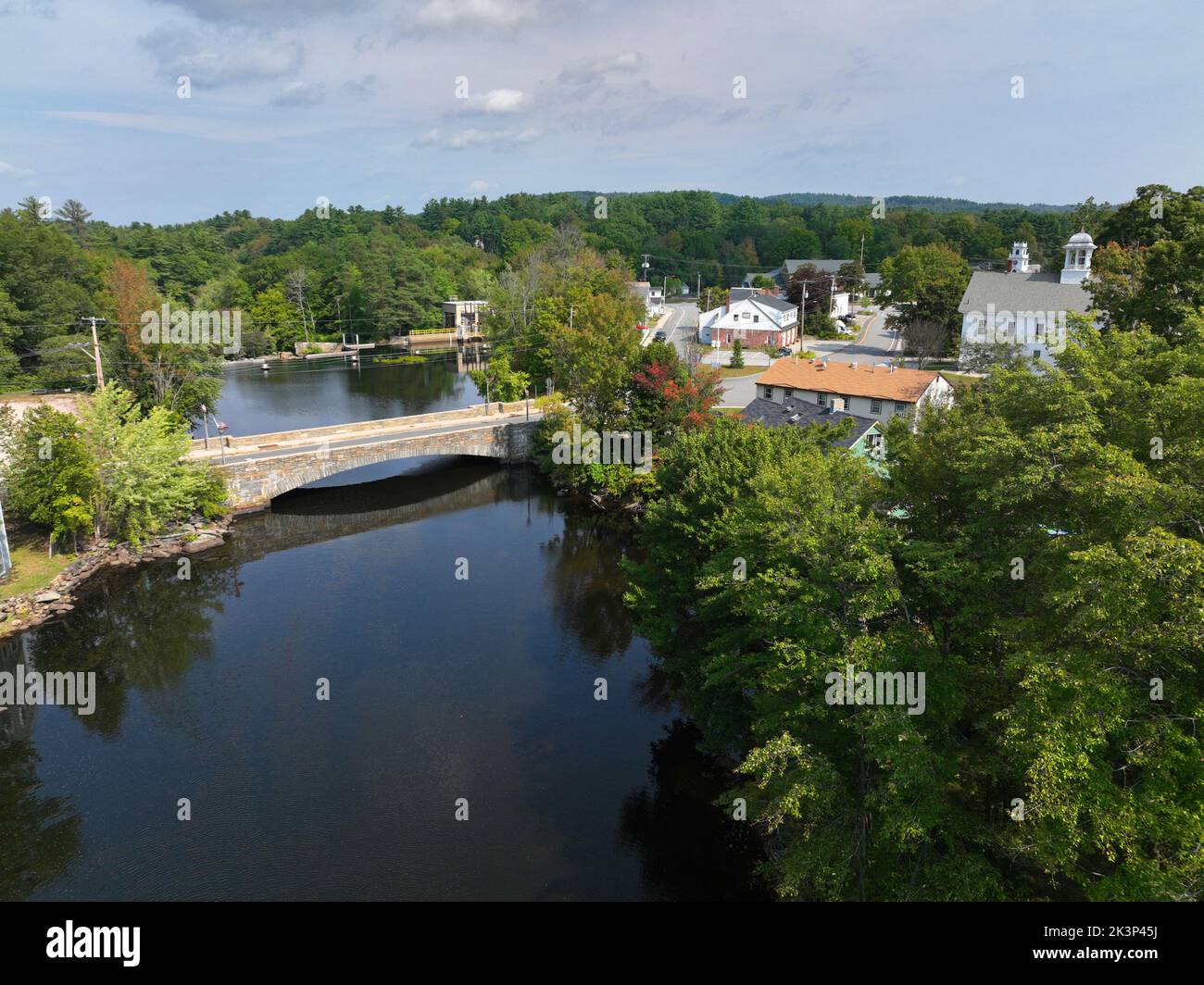 Great Falls on Contoocook River in historic town center of Bennington ...