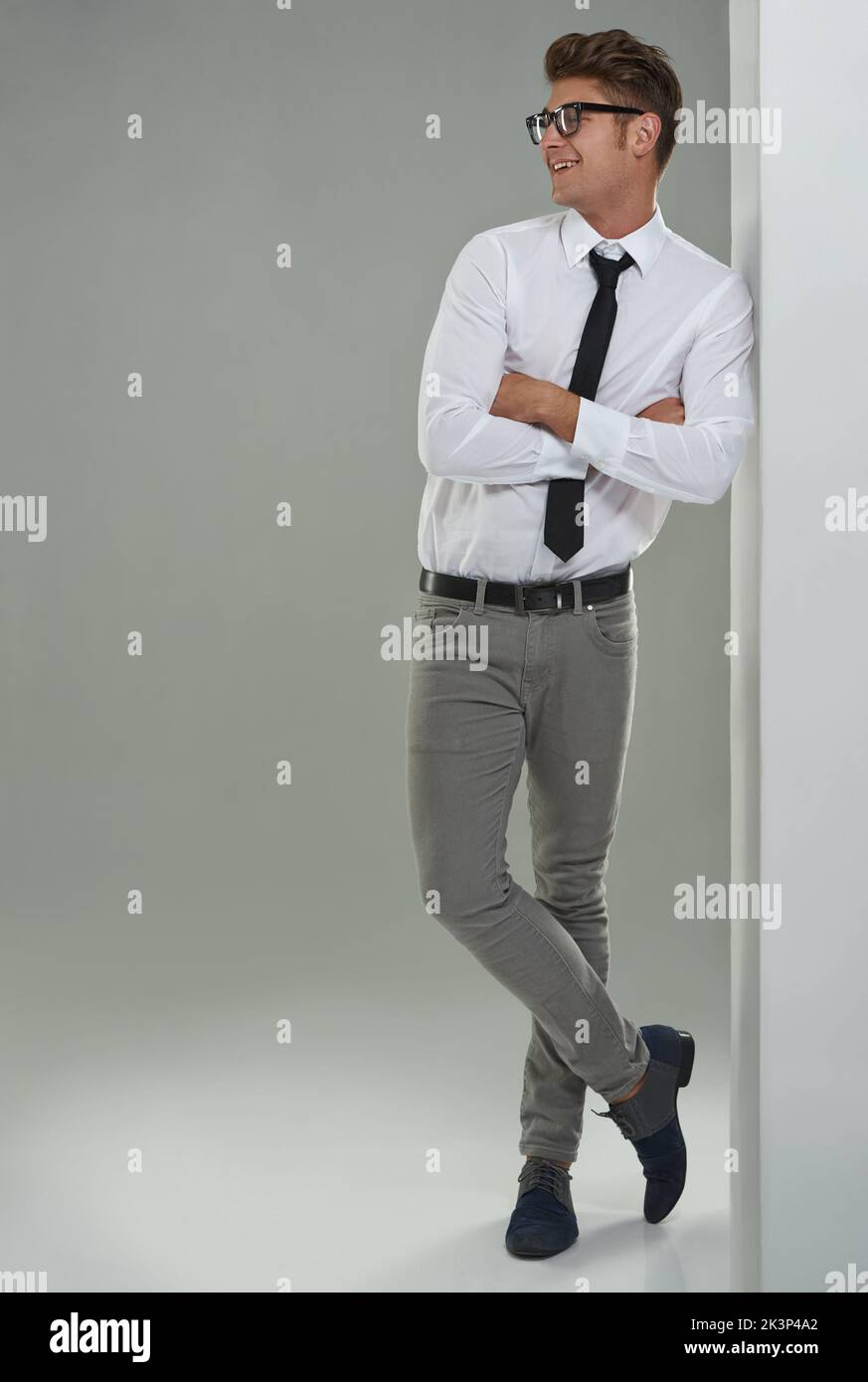 Hes got a geeky charm. A young man wearing glasses and a shirt and tie ...