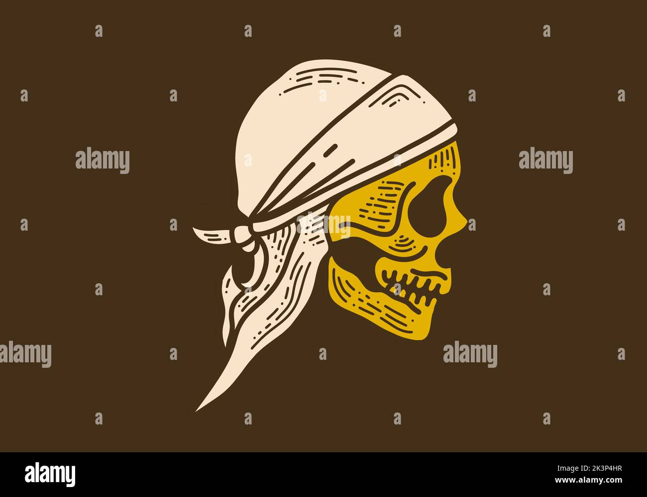 skull wearing durag vintage retro art illustration design Stock Vector ...
