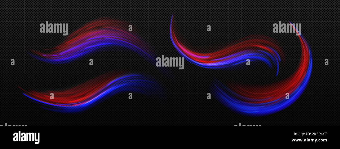 Speed motion light effect, blue and red trails of dynamic movement ...