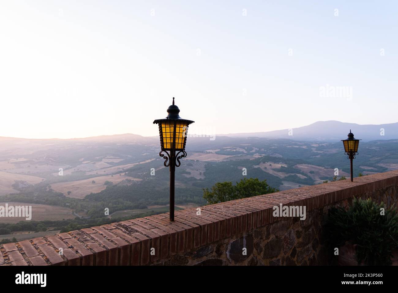 Beautiful view of Tuscany landscape and landmarks. Summer in Italy ...