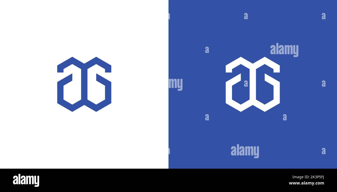 A creative and modern blue AG initial logo design on white and blue ...