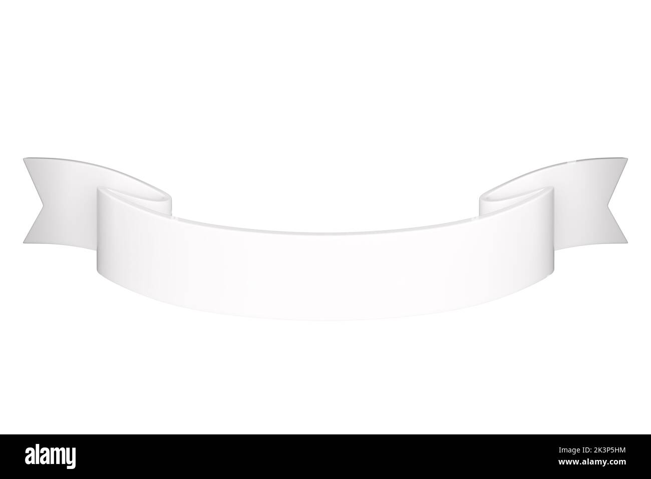3d label ribbon. Glossy white blank plastic banner for advertisment ...