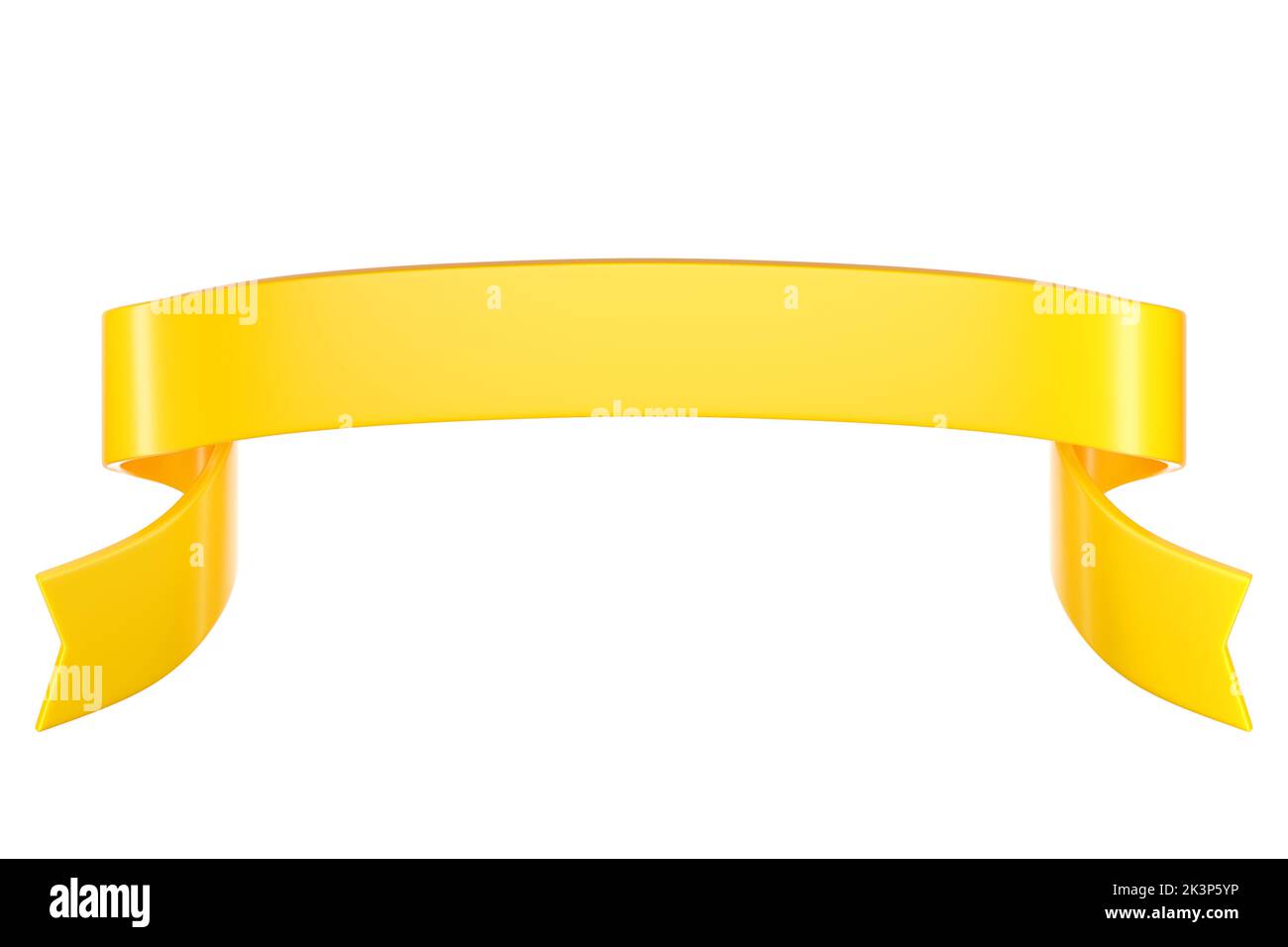 3d label ribbon. Glossy yellow blank plastic banner for advertisment ...