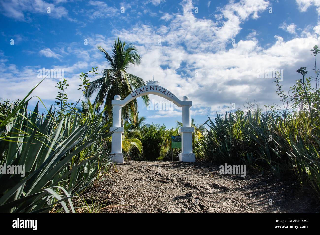Entrance to the unique Cabuya Island Cemetery, reached only at low tide ...