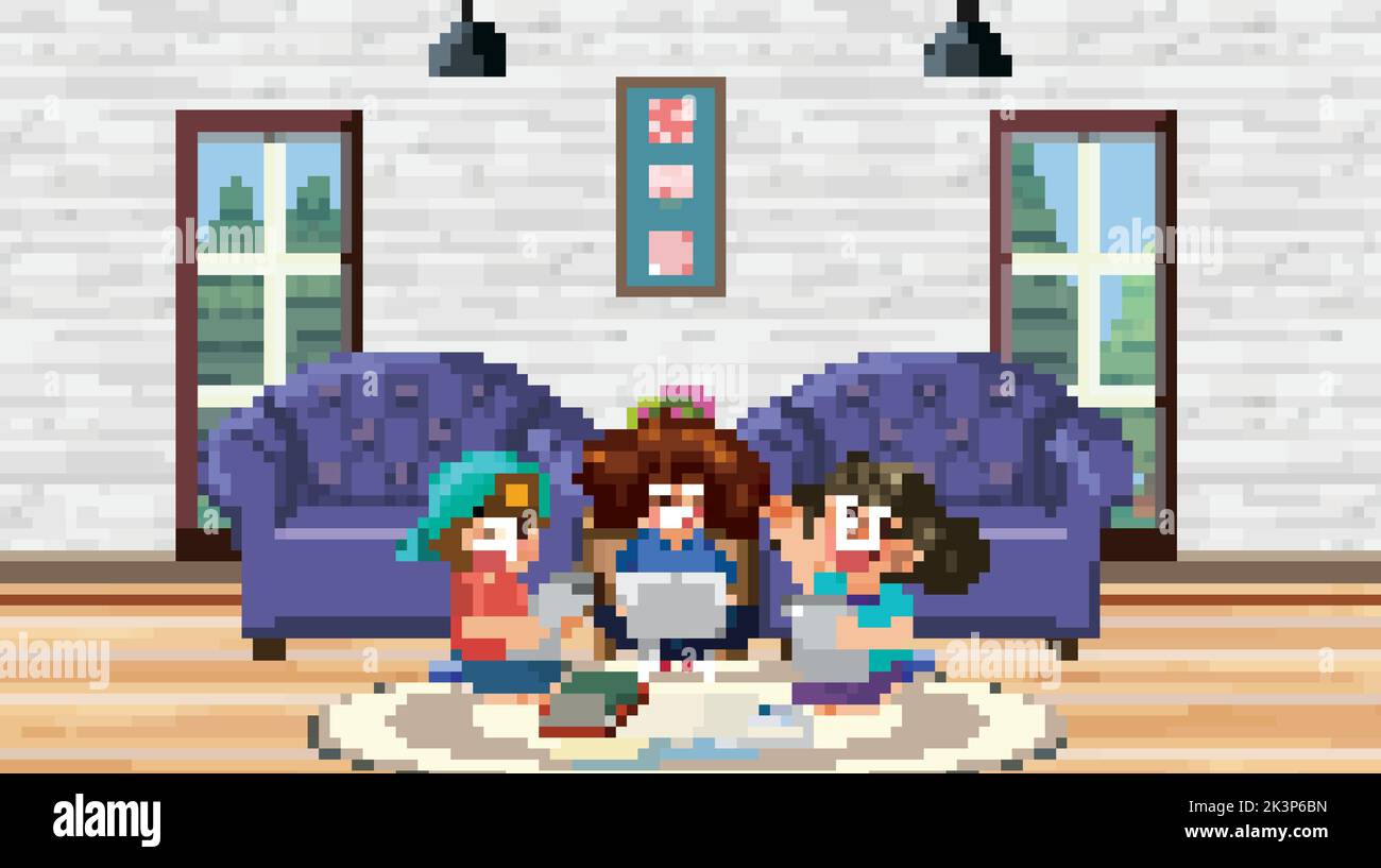 Kids learning online at home illustration Stock Vector Image & Art - Alamy