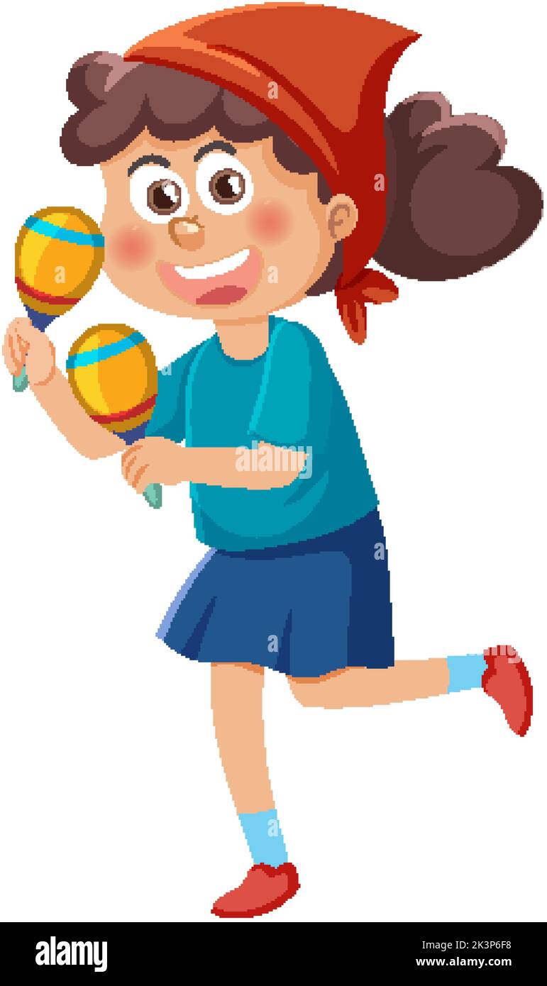 Happy girl playing maracas illustration Stock Vector Image & Art - Alamy