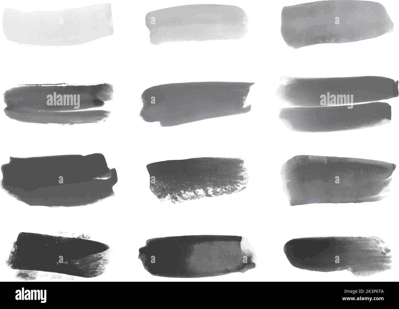 Set of black watercolor brush stroke illustration Stock Vector Image ...