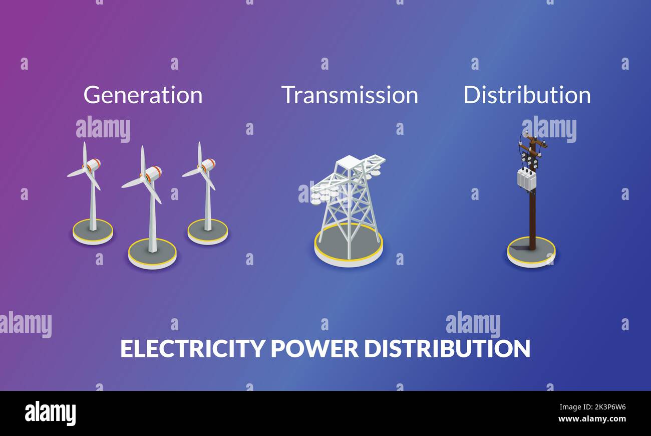 An illustration of a electricity power distribution design on a ...