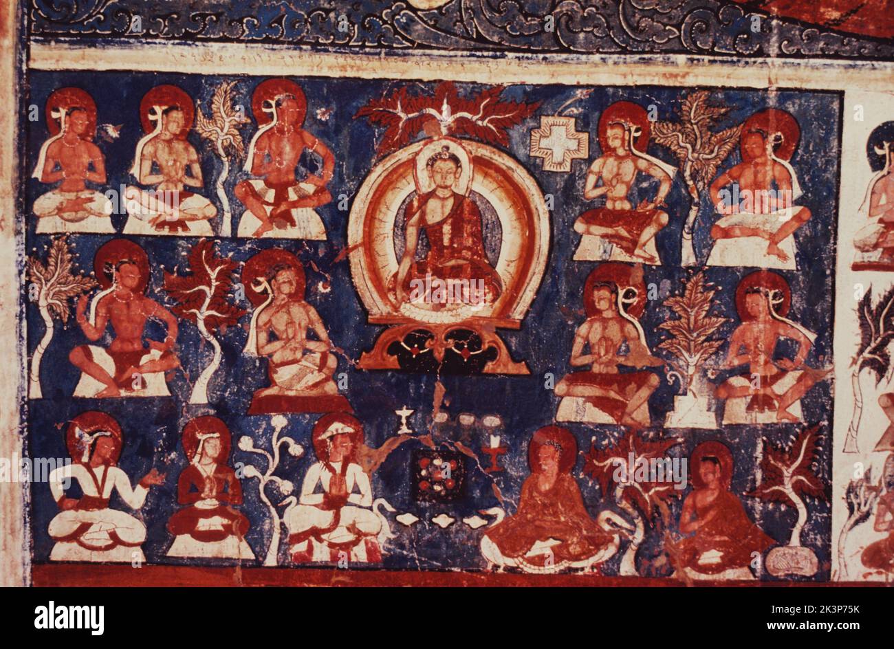 India: Alchi Monastery, Sumtsek, 11th century, 2nd Floor, Rear Wall ...