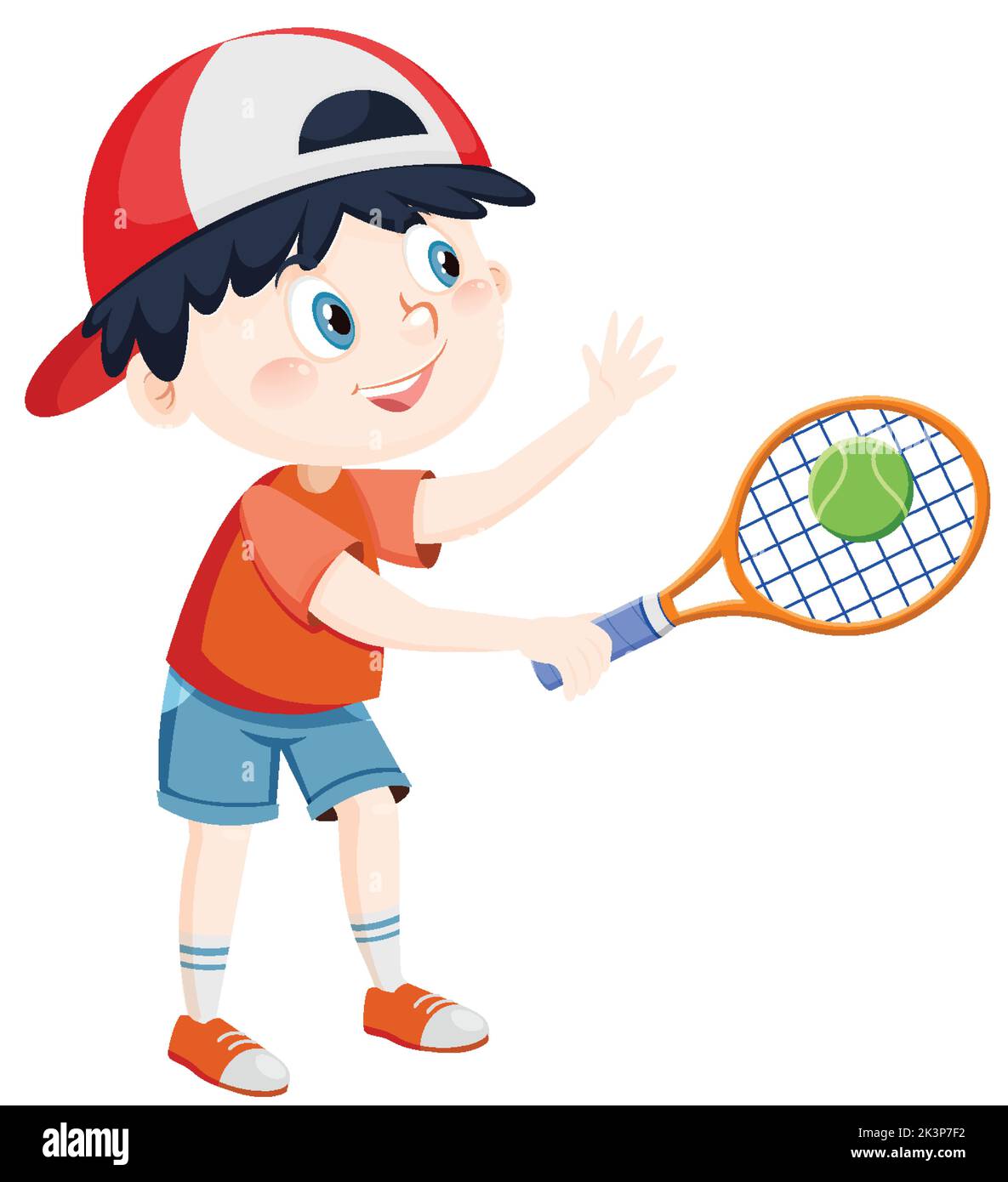 Cute boy tennis player cartoon illustration Stock Vector Image & Art ...