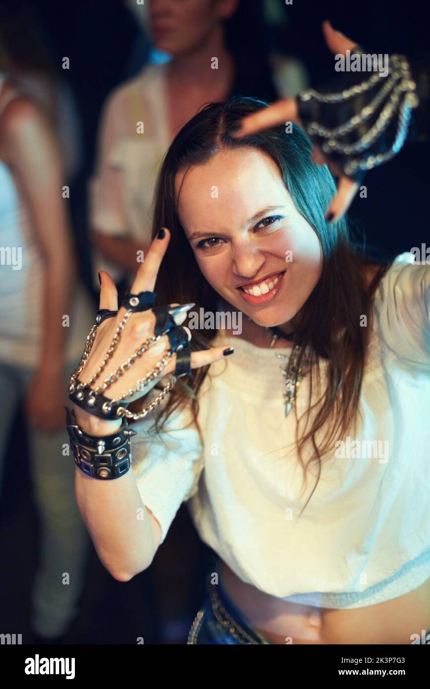 Rocker style. Rocking out to an awesome show at a musical festival ...